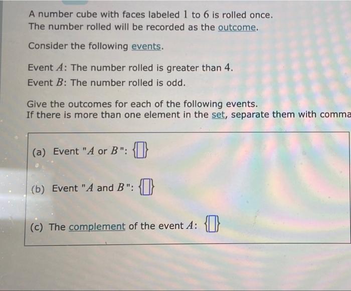 Solved A number cube with faces labeled 1 to 6 is rolled | Chegg.com