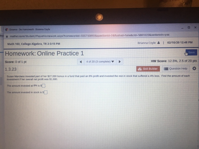 Solved Chrome-Do Homework - Brianna Coyle mathoxl.com | Chegg.com