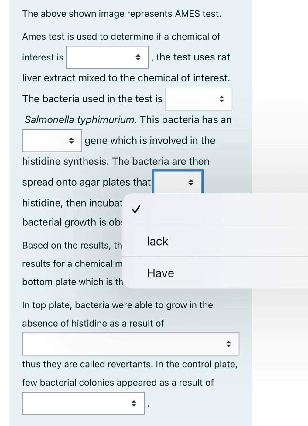 Solved The above shown image represents AMES test. Ames test | Chegg.com