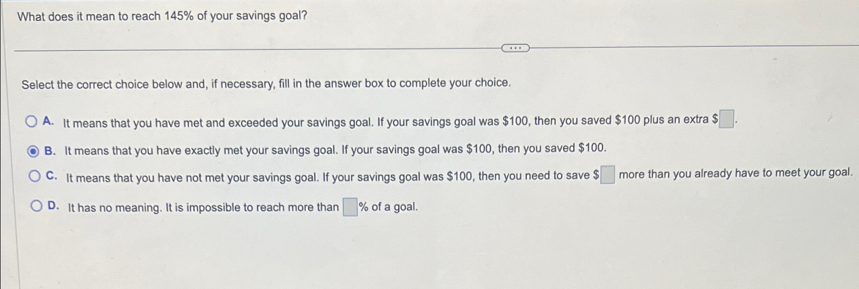 Solved What does it mean to reach 145% ﻿of your savings | Chegg.com
