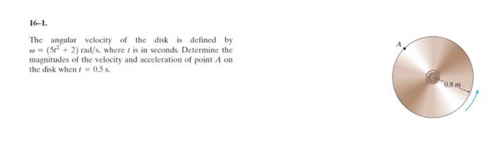 Solved 16−1. The angular velocity of the disk is defined by | Chegg.com