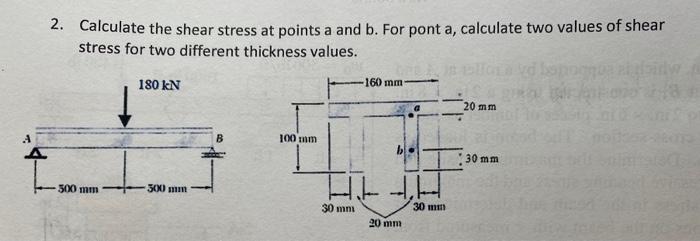 Solved 2. Calculate the shear stress at points a and b. For | Chegg.com