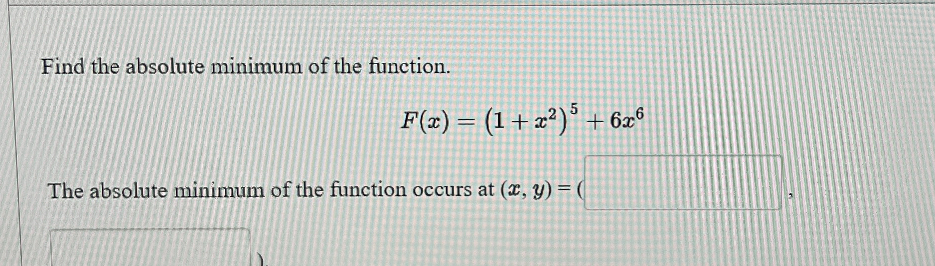 Solved Find the absolute minimum of the | Chegg.com