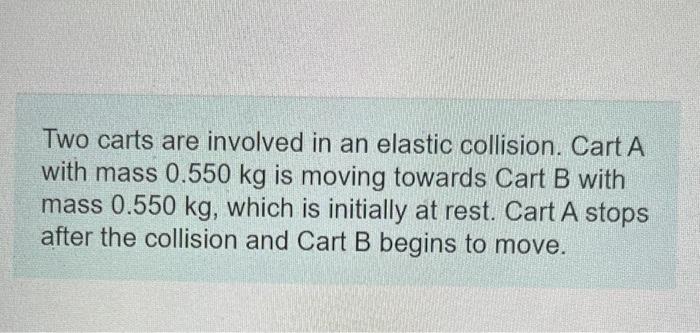 Solved Two carts are involved in an elastic collision. Cart | Chegg.com