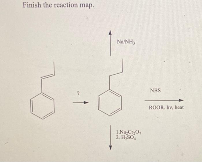 Solved Finish the reaction map. Na/NH3 NBS ? ROOR. hv, heat | Chegg.com