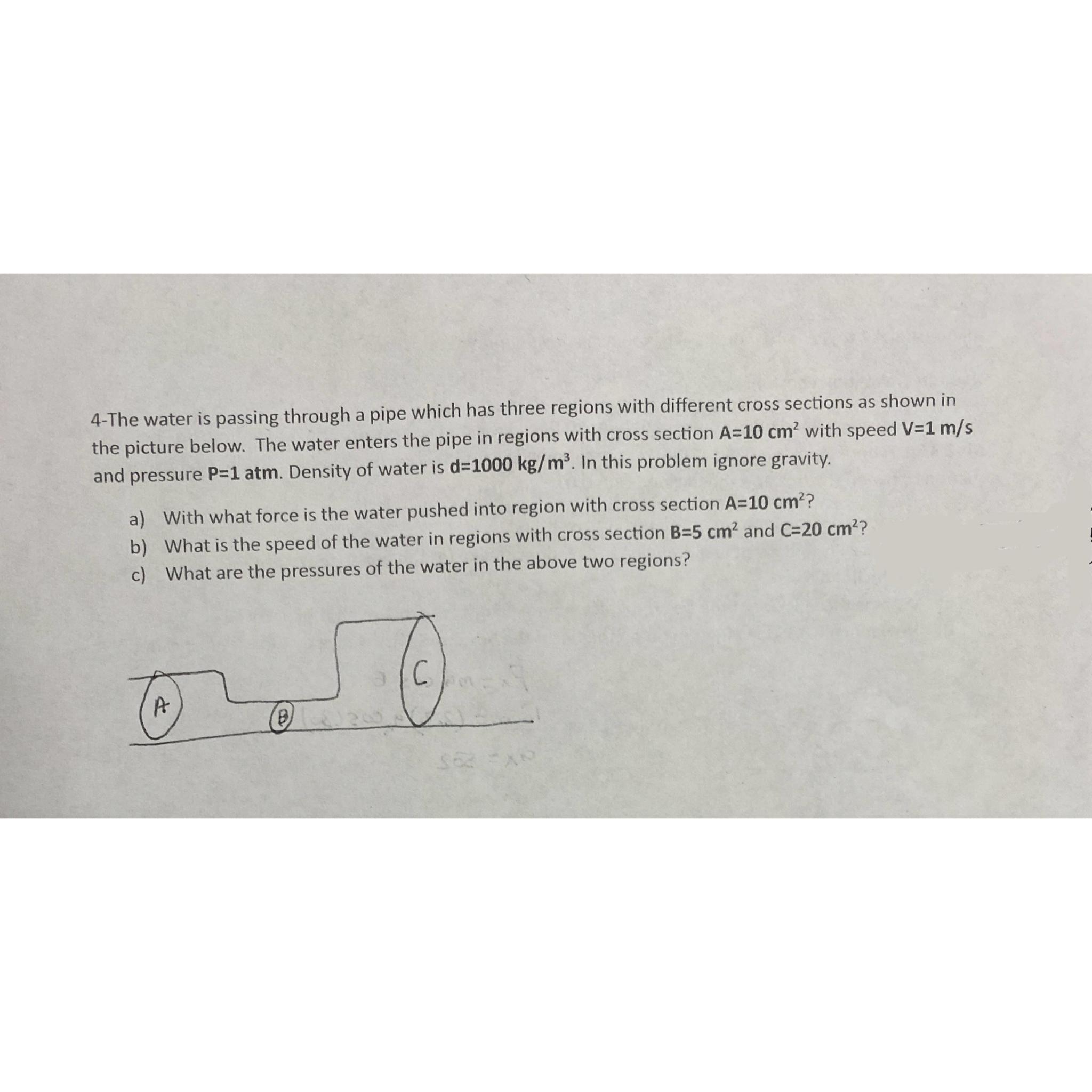 Solved 4-The water is passing through a pipe which has three | Chegg.com