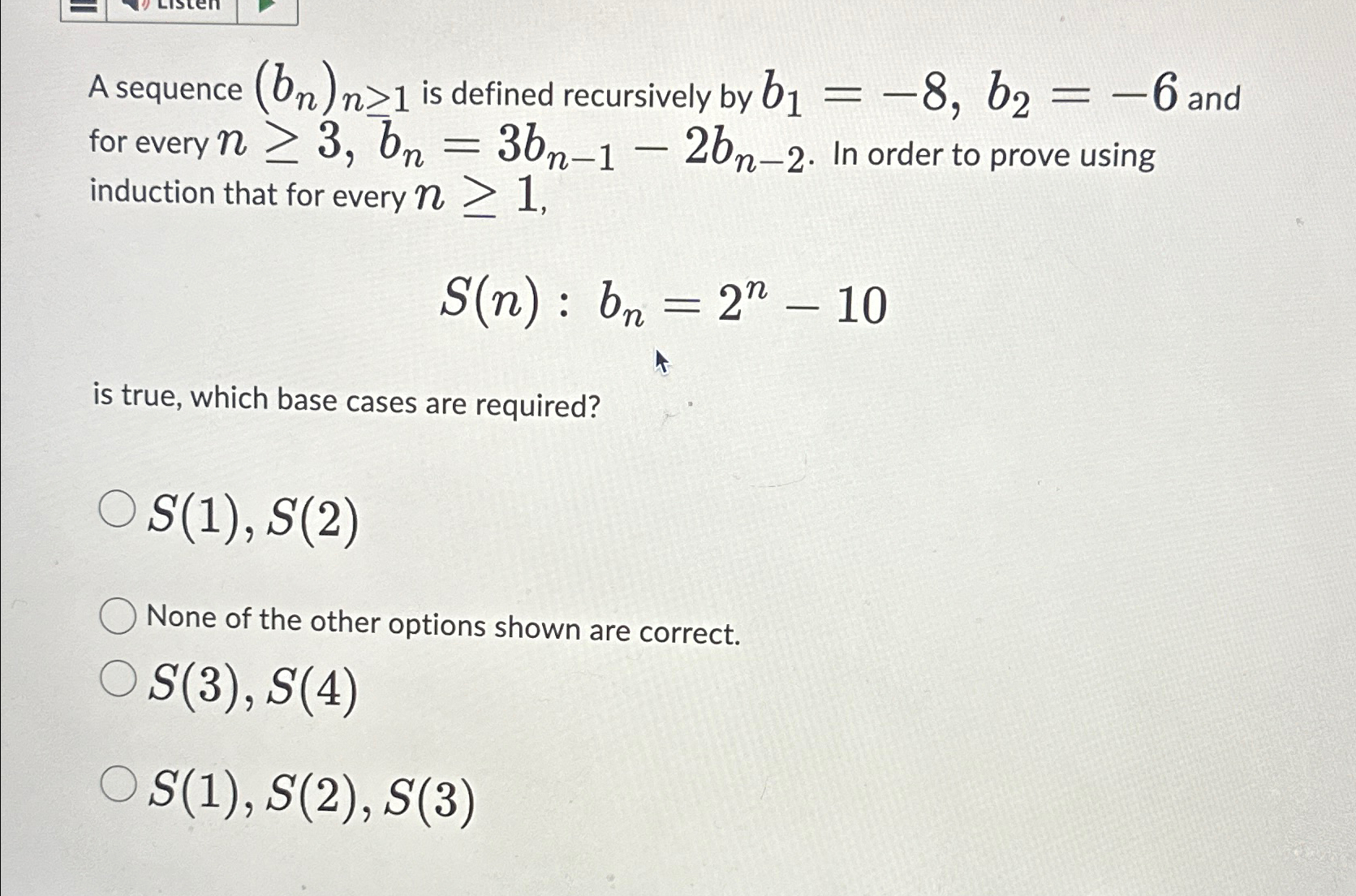 Solved A sequence (bn)n≥1 ﻿is defined recursively by | Chegg.com