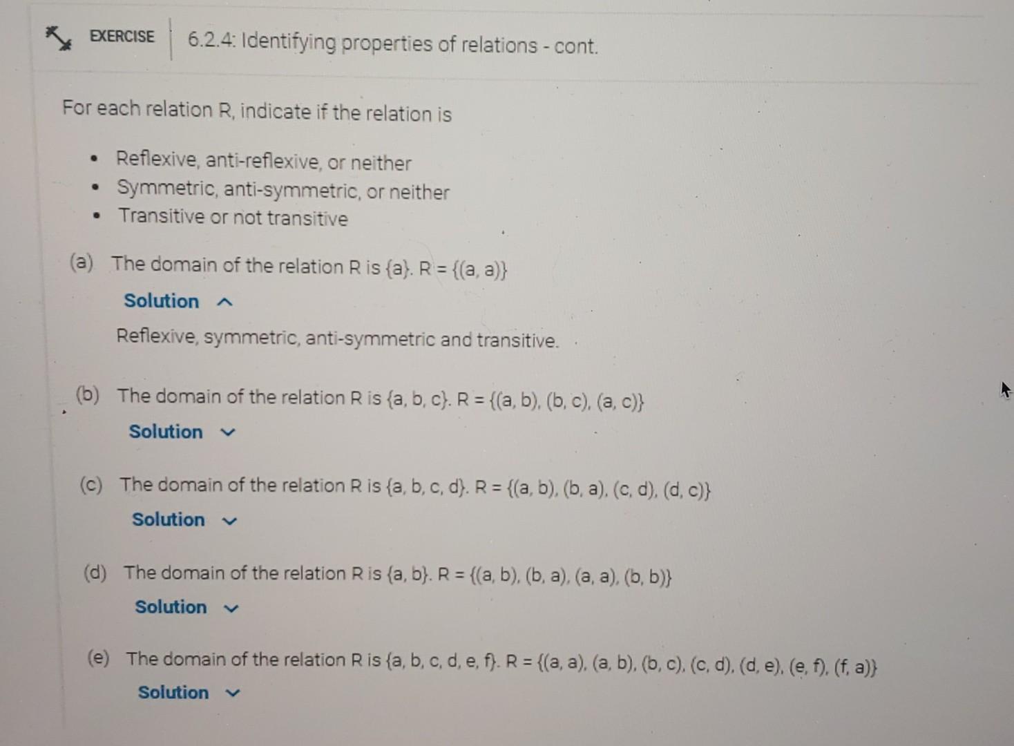 Solved For each relation R, indicate if the relation is - | Chegg.com