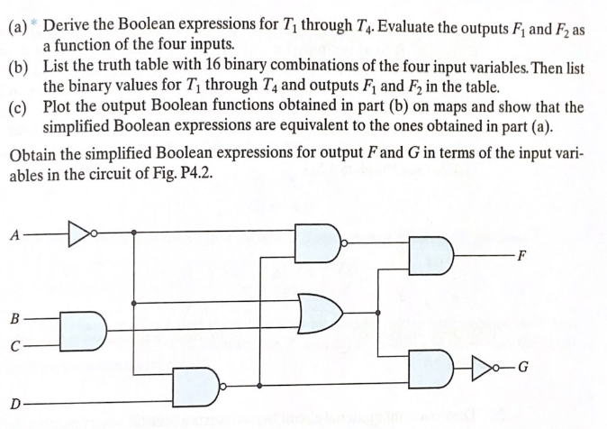 Solved (a) ?** ﻿Derive the Boolean expressions for T1 | Chegg.com