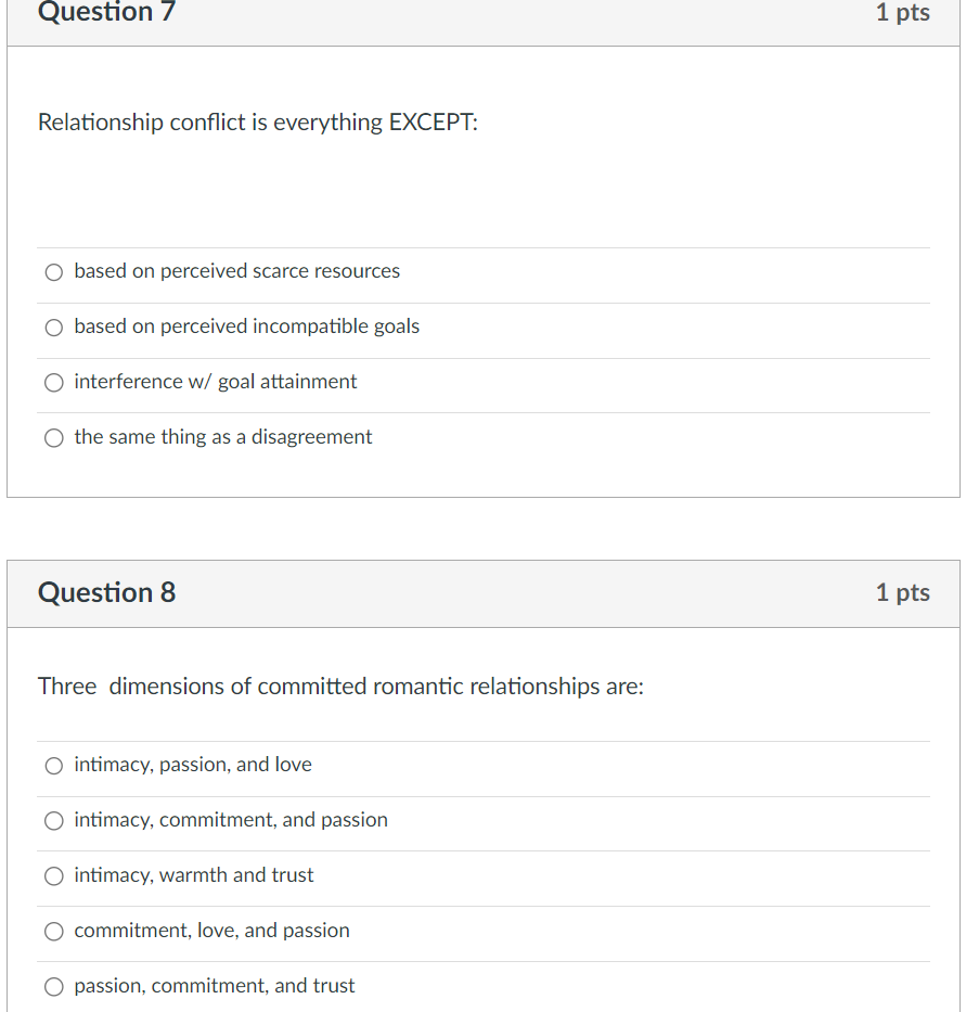 Solved Question 71 ﻿ptsRelationship conflict is everything | Chegg.com