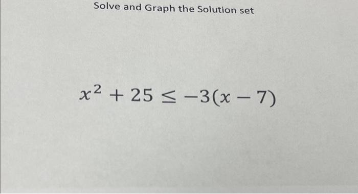 Solved Solve and Graph the Solution set x2+25≤−3(x−7) | Chegg.com