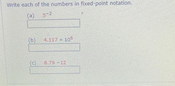 Solved Write each of the numbers in fixed-point notation. | Chegg.com