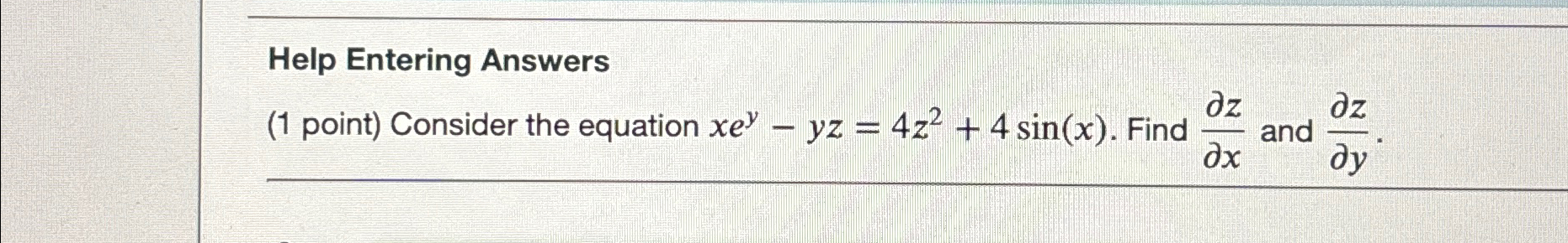 Solved Help Entering Answers(1 ﻿point) ﻿Consider the | Chegg.com