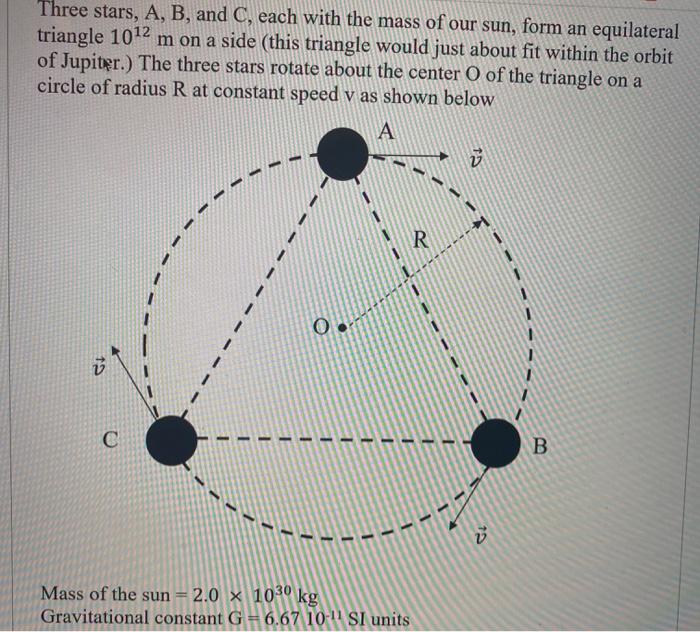 Solved Three stars, A, B, and C, each with the mass of our | Chegg.com