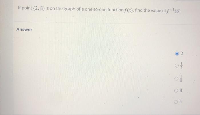 Solved If point (2,8) is on the graph of a one-to-one | Chegg.com