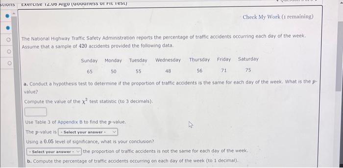 Solved The National Highway Traffic Safety Administration | Chegg.com