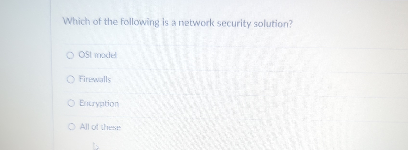 Solved Which of the following is a network security | Chegg.com
