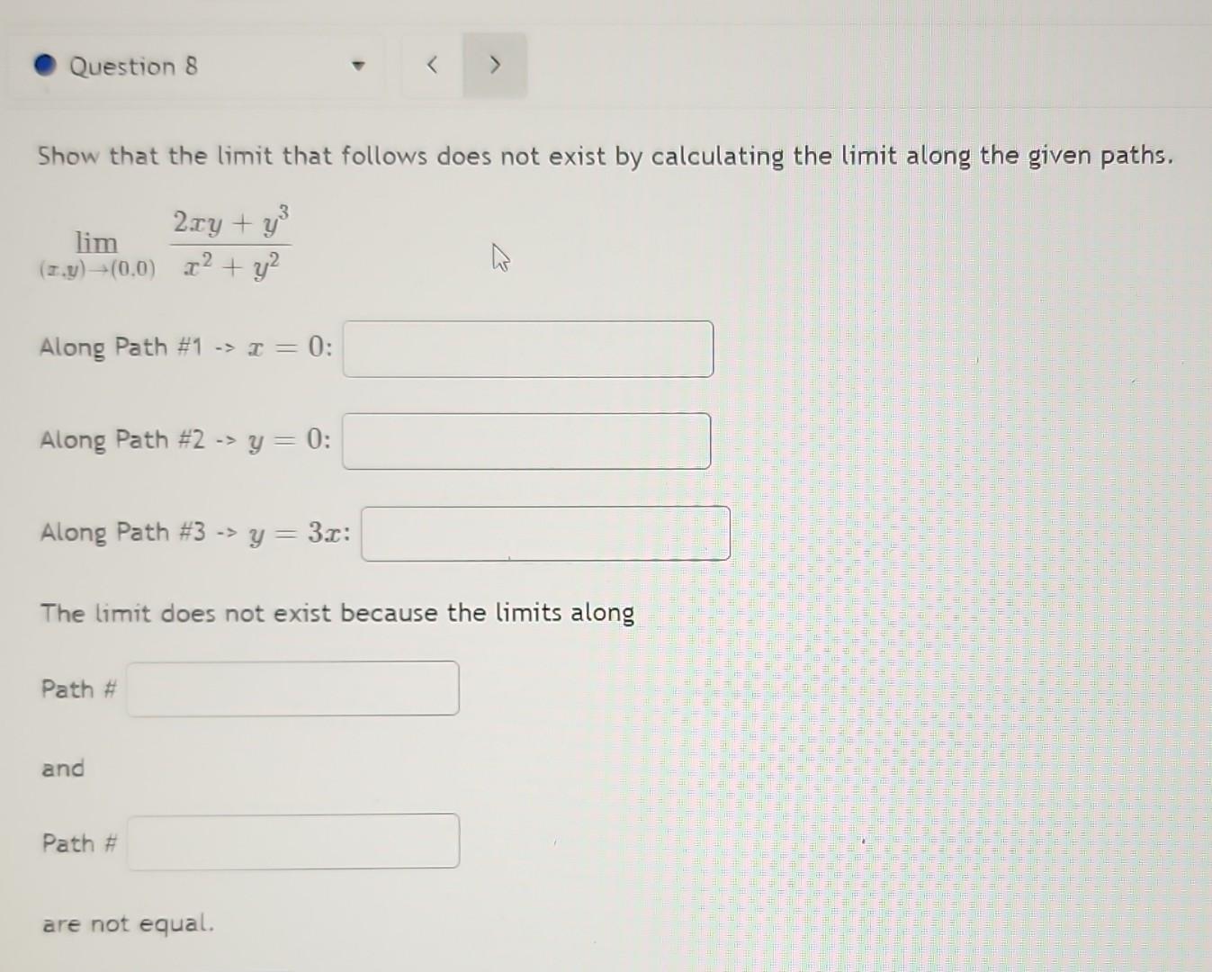 Solved Show that the limit that follows does not exist by | Chegg.com