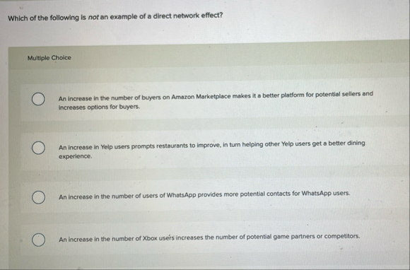 Which of the following is not an example of a direct | Chegg.com