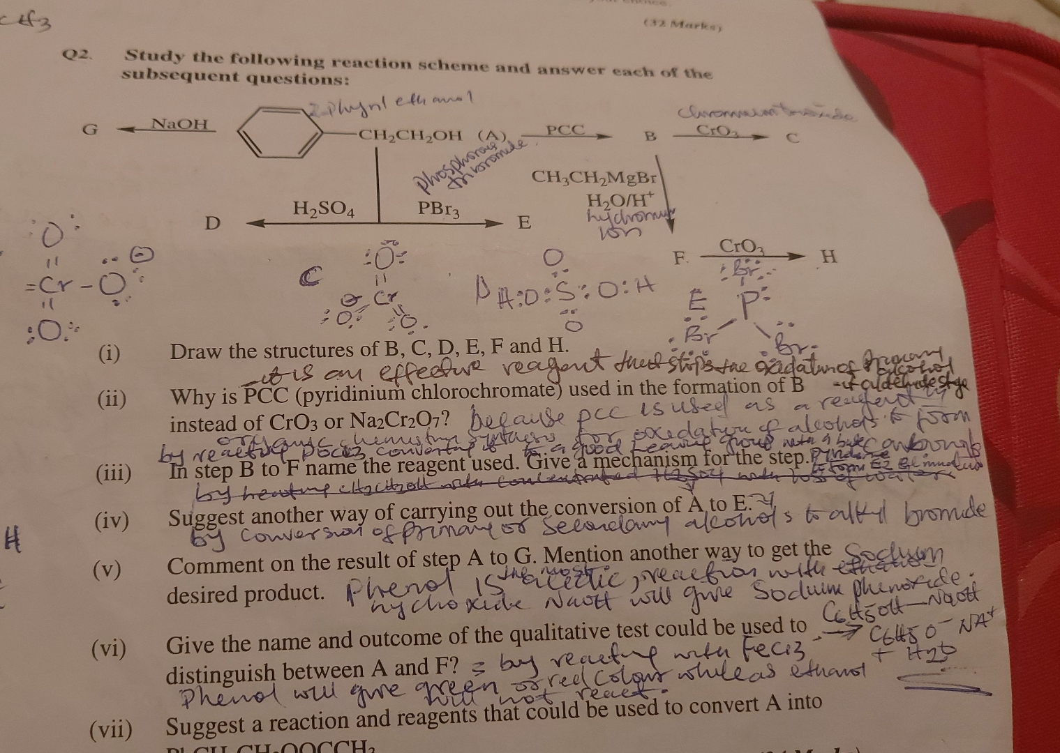 Solved Q2. ﻿Study the following reaction scheme and answer | Chegg.com
