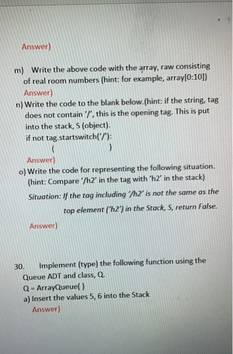 1. Write a simple code for each question. a) An ( ) | Chegg.com