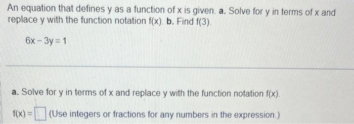 Solved An equation that defines y as a function of x is | Chegg.com