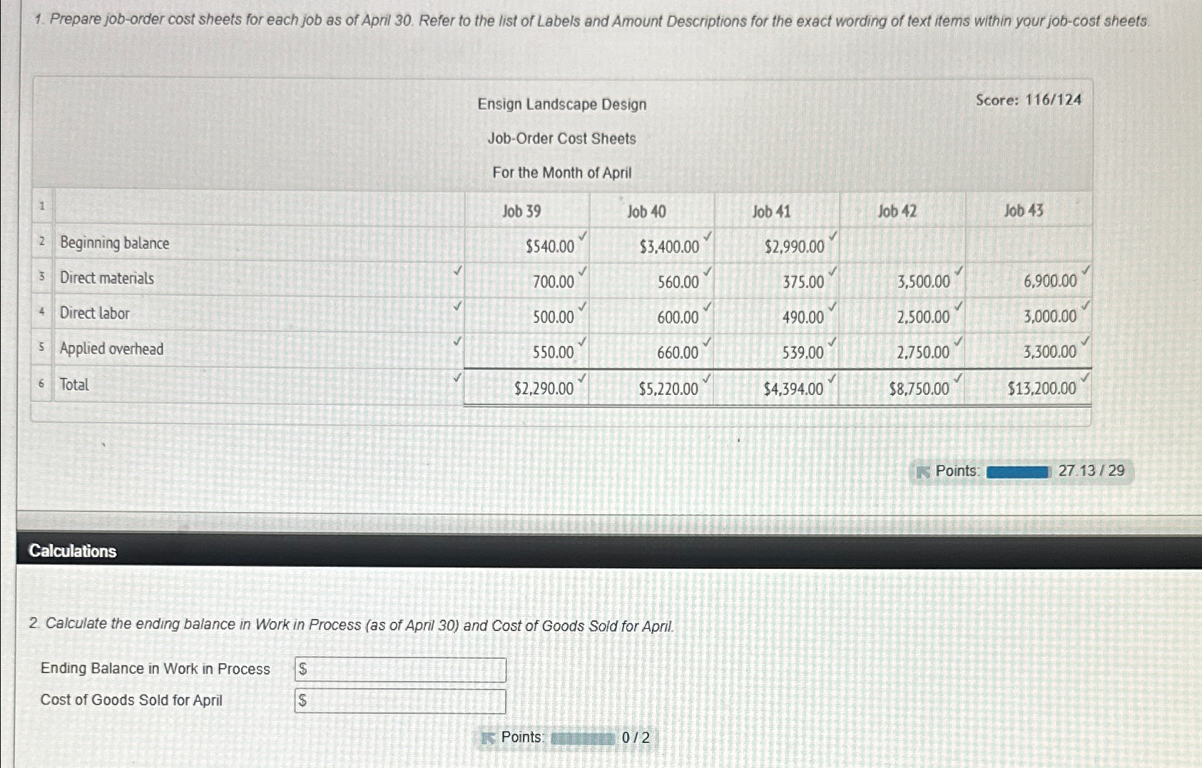 Solved Prepare job-order cost sheets for each job as of | Chegg.com