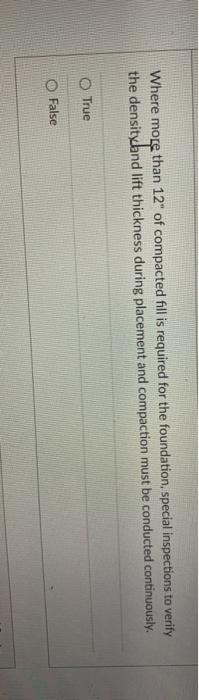 Solved Where more than 12" of compacted fill is required for | Chegg.com