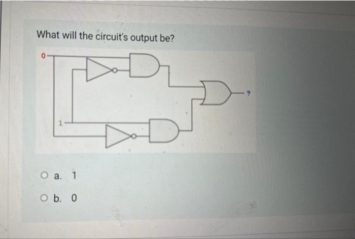 Solved What will the circuit's output be? a. 1 b. 0 | Chegg.com