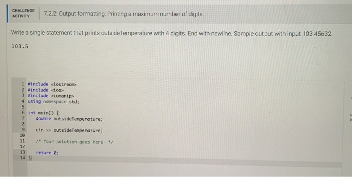 Solved Challenge Activity 7 2 2 Output Formatting Printing
