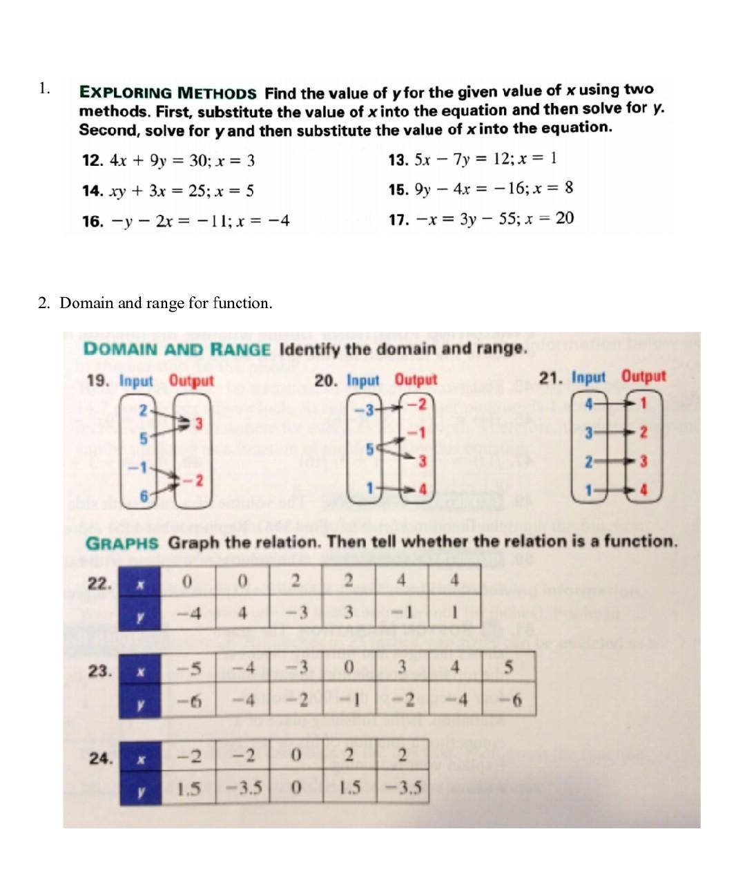 Solved 1. EXPLORING METHODS Find the value of y for the | Chegg.com