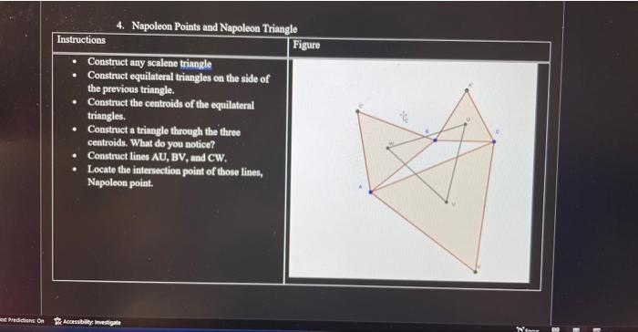 Solved 4. Napoleon Points and Napoleon Triangle Instructions | Chegg.com