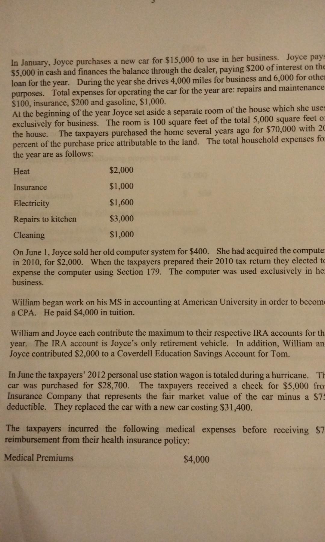 Tax Return Project Acct 604 - Tax Planning for | Chegg.com