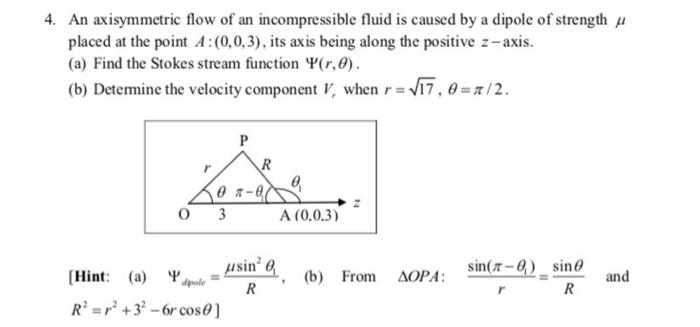 Solved 4 An Axisymmetric Flow Of An Incompressible Fluid Is