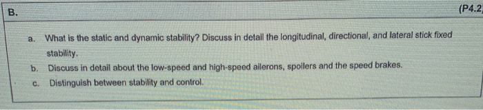 Solved (P4.2 a. What is the static and dynamic stability? | Chegg.com