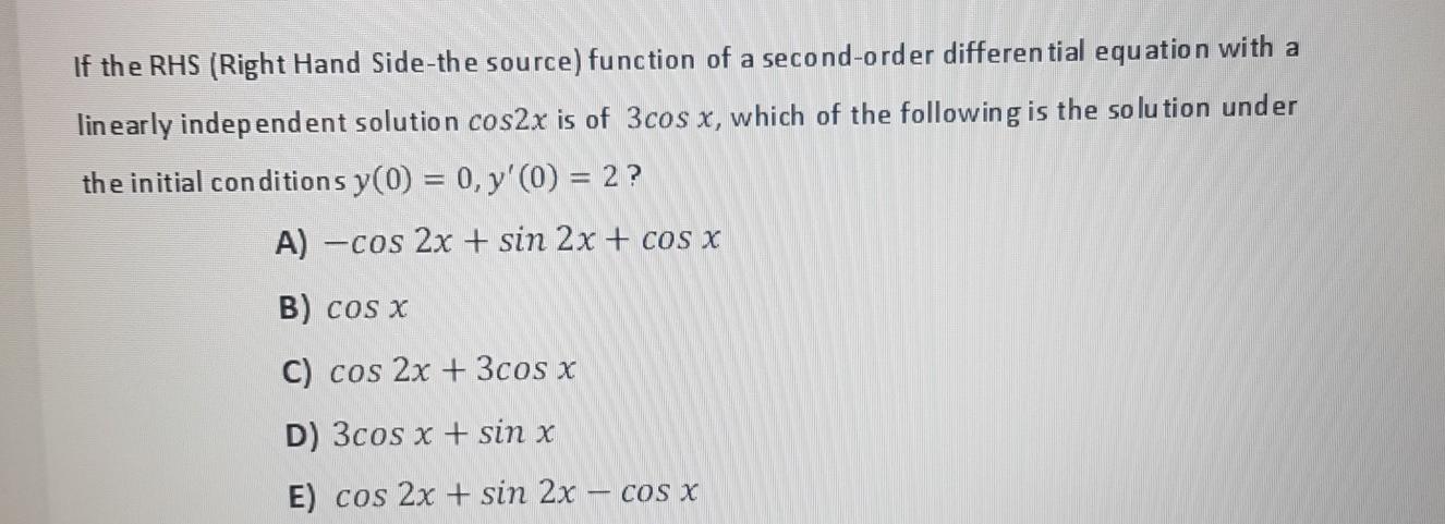 Solved If the RHS (Right Hand Side-the source) function of a | Chegg.com