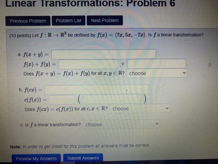 Solved Linear Transformations. Problem 5 Previous Problem | Chegg.com