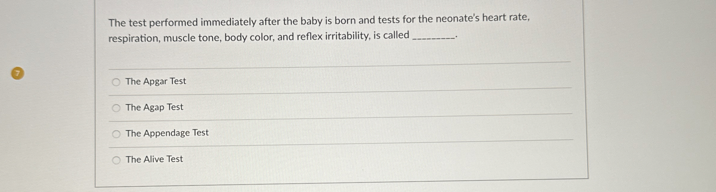 Solved The test performed immediately after the baby is born | Chegg.com