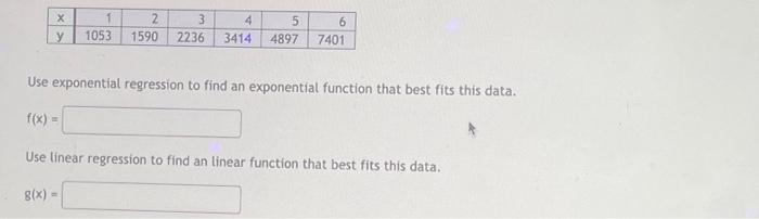 Solved use exponential regression to find an exponential | Chegg.com