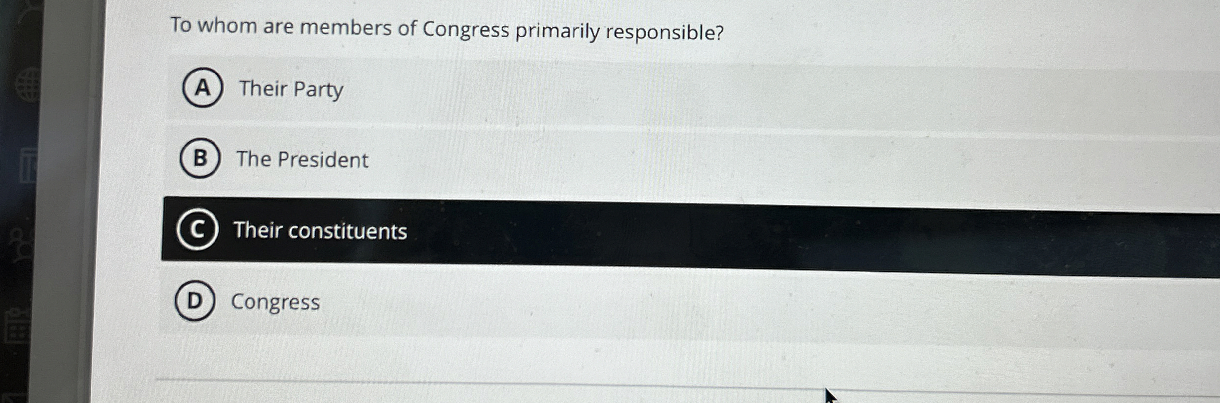Solved To whom are members of Congress primarily | Chegg.com