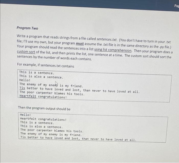 Solved Pag Program Two Write a program that reads strings | Chegg.com