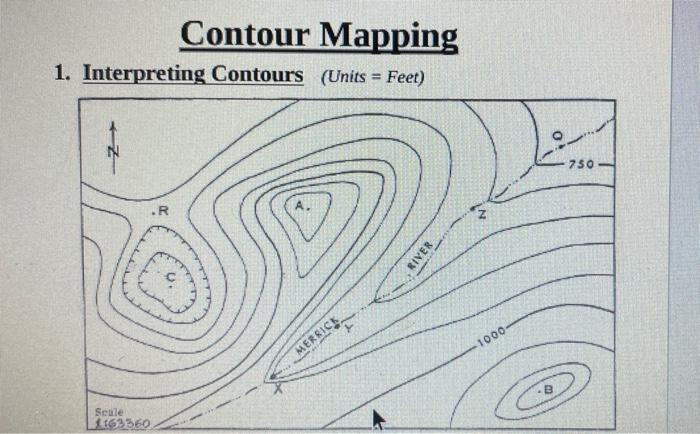 Solved Contour Mapping 1. Interpreting Contours (Units = | Chegg.com