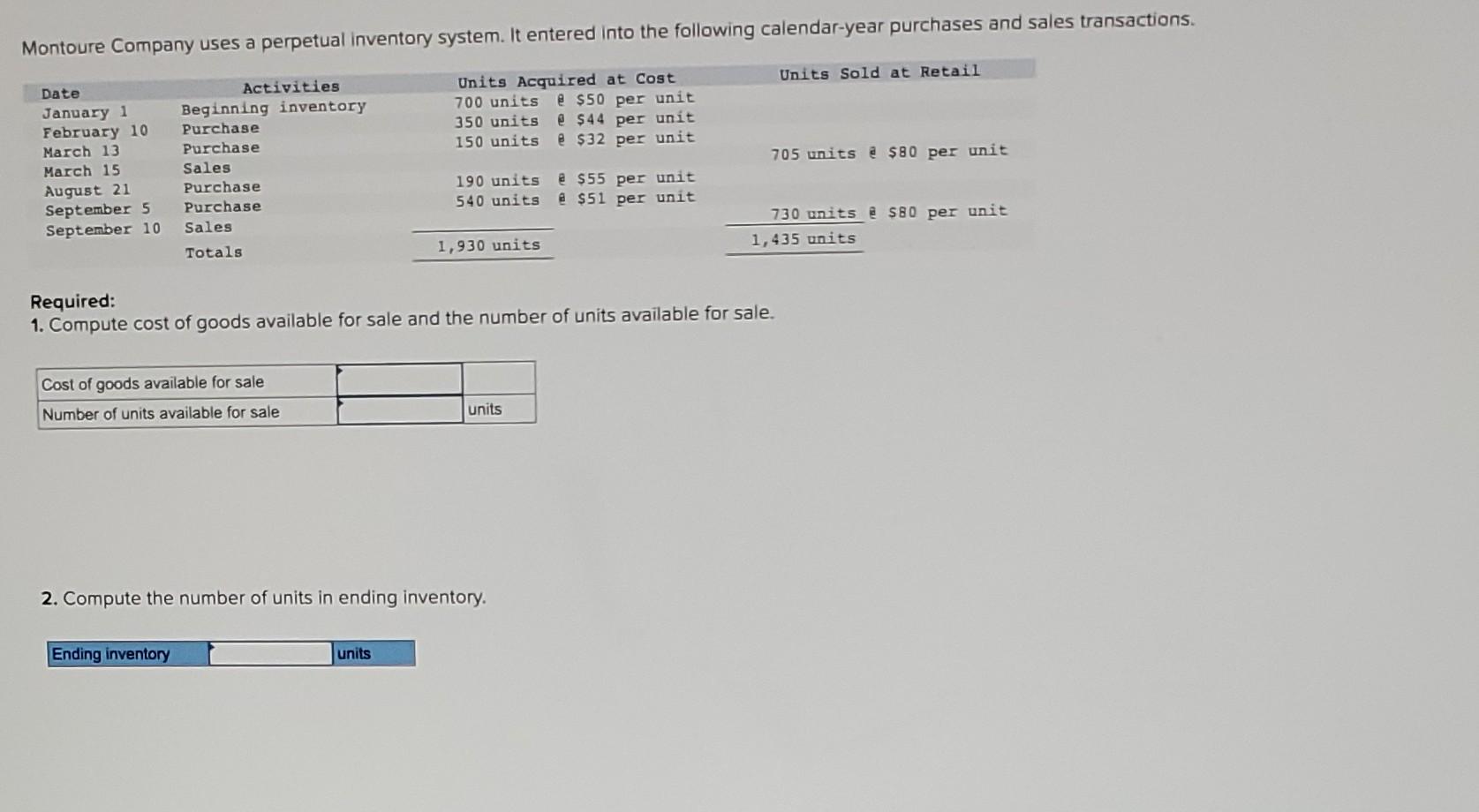 Solved Required: 1. Compute cost of goods available for sale | Chegg.com