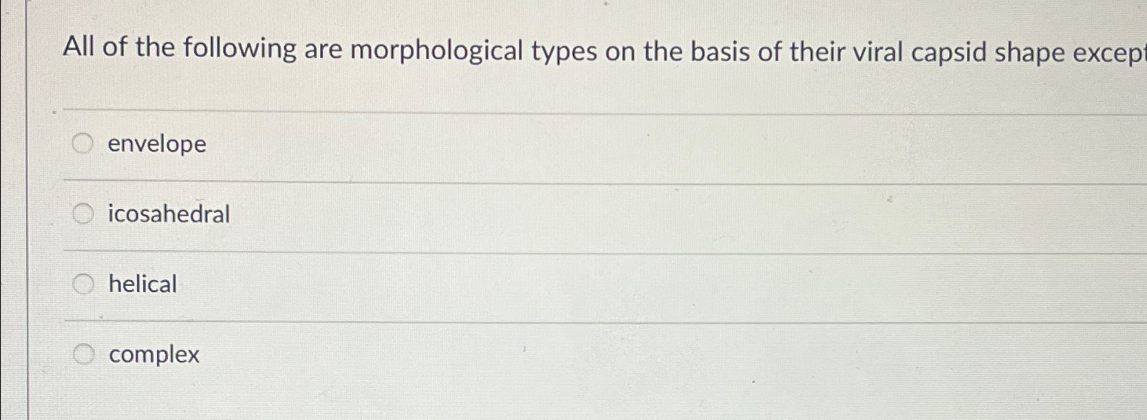 Solved All of the following are morphological types on the | Chegg.com