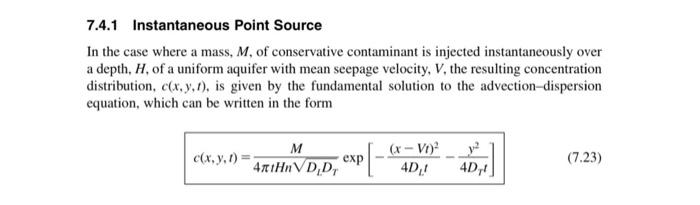 Solved 7.4.1 Instantaneous Point Source In the case where a | Chegg.com