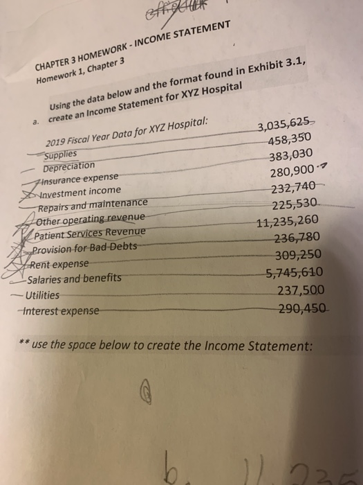 CHAPTER 3 HOMEWORK - INCOME STATEMENT Homework 1, | Chegg.com