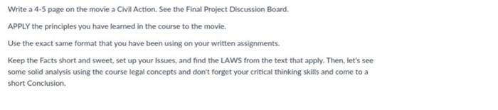 Solved Write a 4-5 pages on the movie "A Civil Action" | Chegg.com