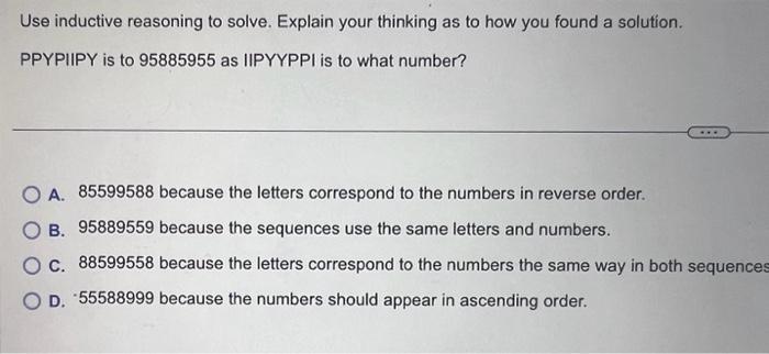 Solved Use inductive reasoning to solve. Explain your | Chegg.com