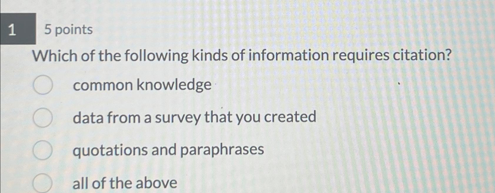 Solved 1 5 pointsWhich of the following kinds of | Chegg.com Solved 1 5 pointsWhich of the following kinds of | Chegg.com