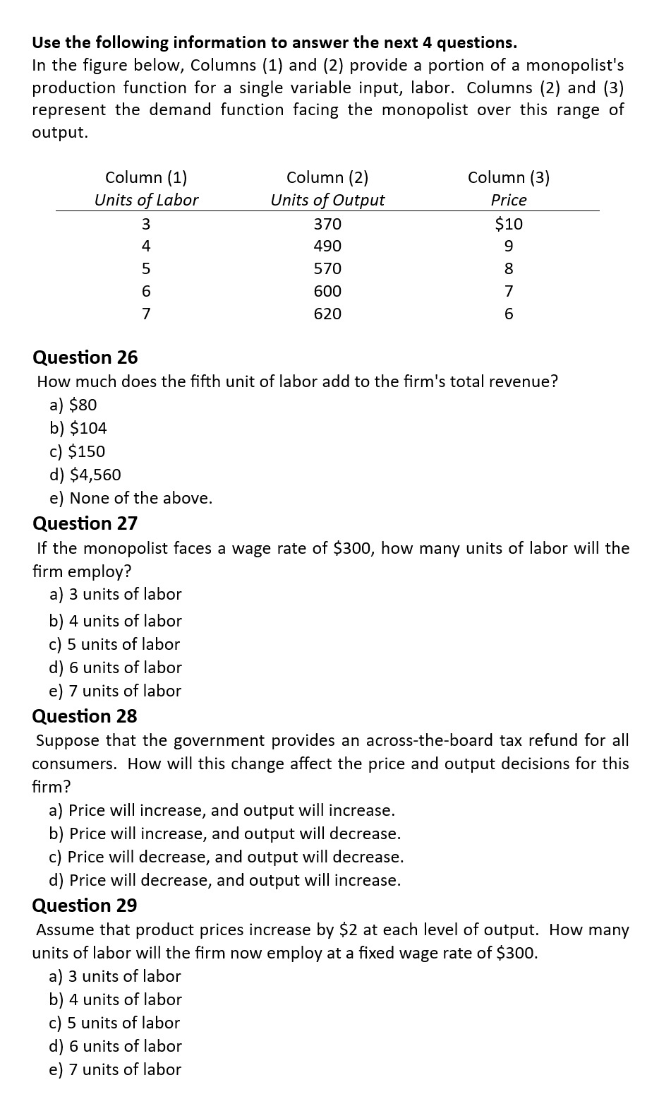 Solved Use the following information to answer the next 4 | Chegg.com
